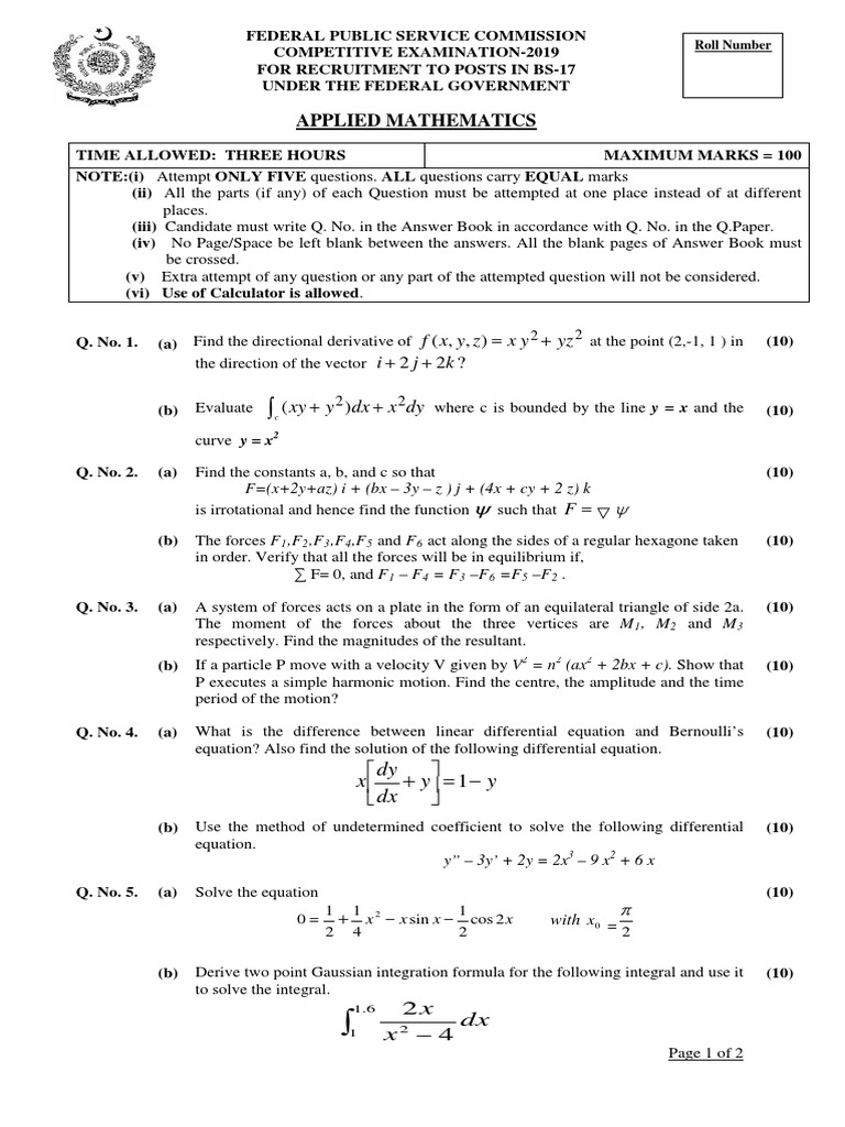 Css Applied Mathematics 2019 | PDF | Equations | Numerical Analysis