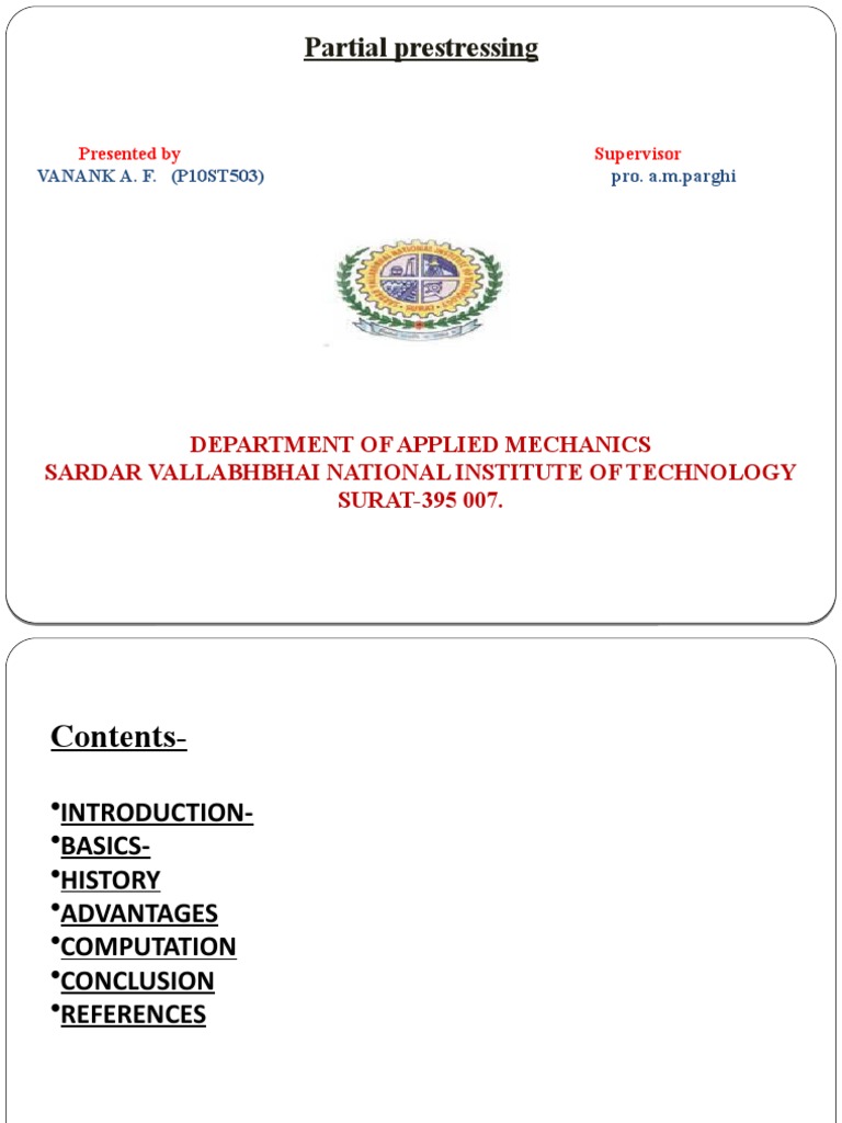 Partial Prestressing: Department of Applied Mechanics Sardar ...