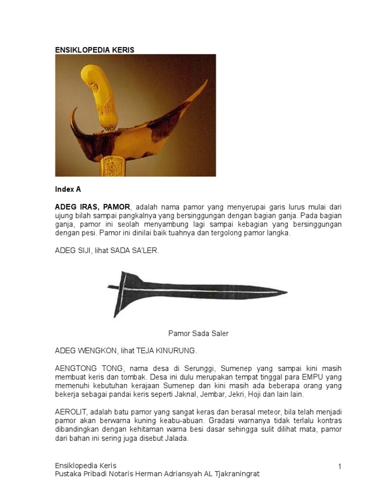 Adoc - Pub Ensiklopedia Keris Index A | PDF