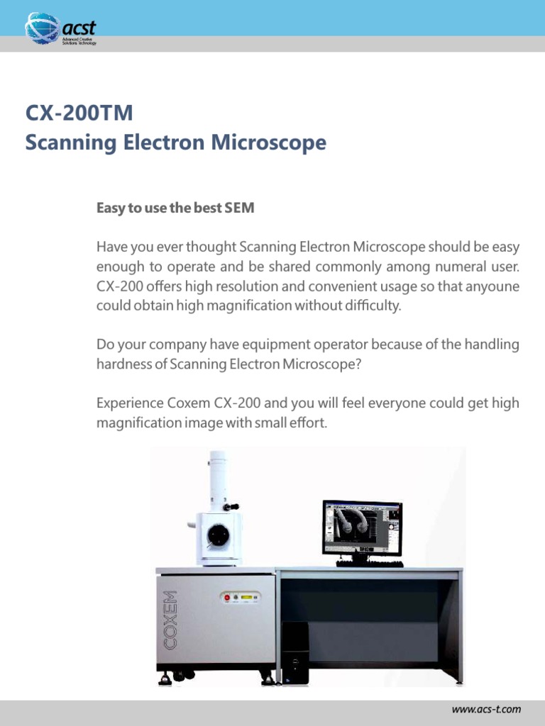 Coxem 200TM SEM - Datasheet | PDF | Scanning Electron Microscope ...