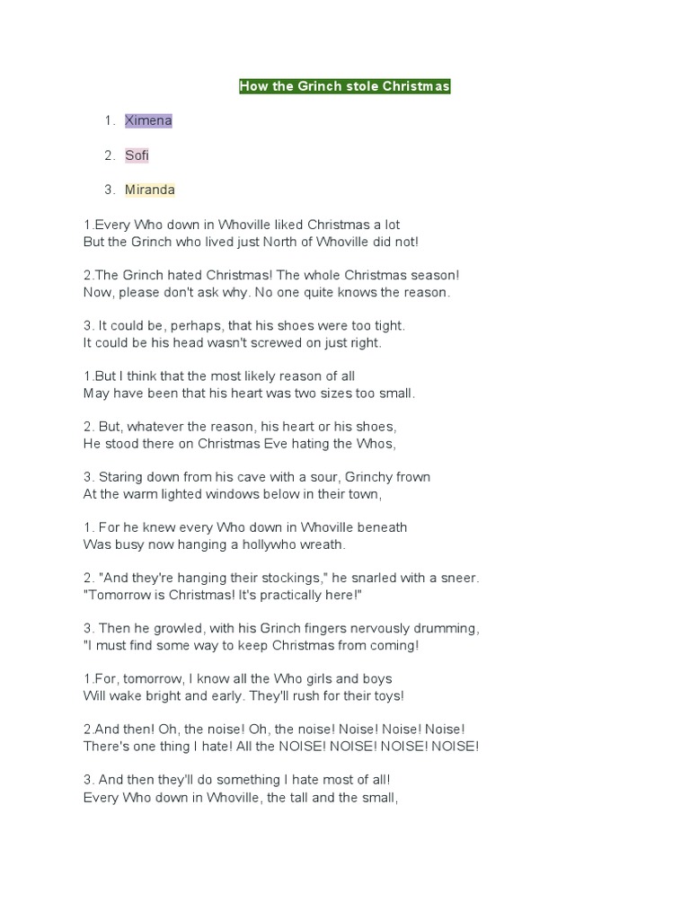 How The Grinch Stole Christmas | PDF