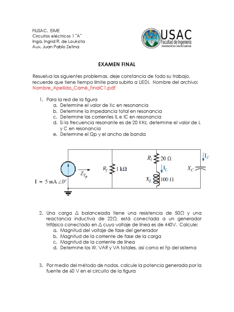 Examen Final Circuitos 1 | PDF
