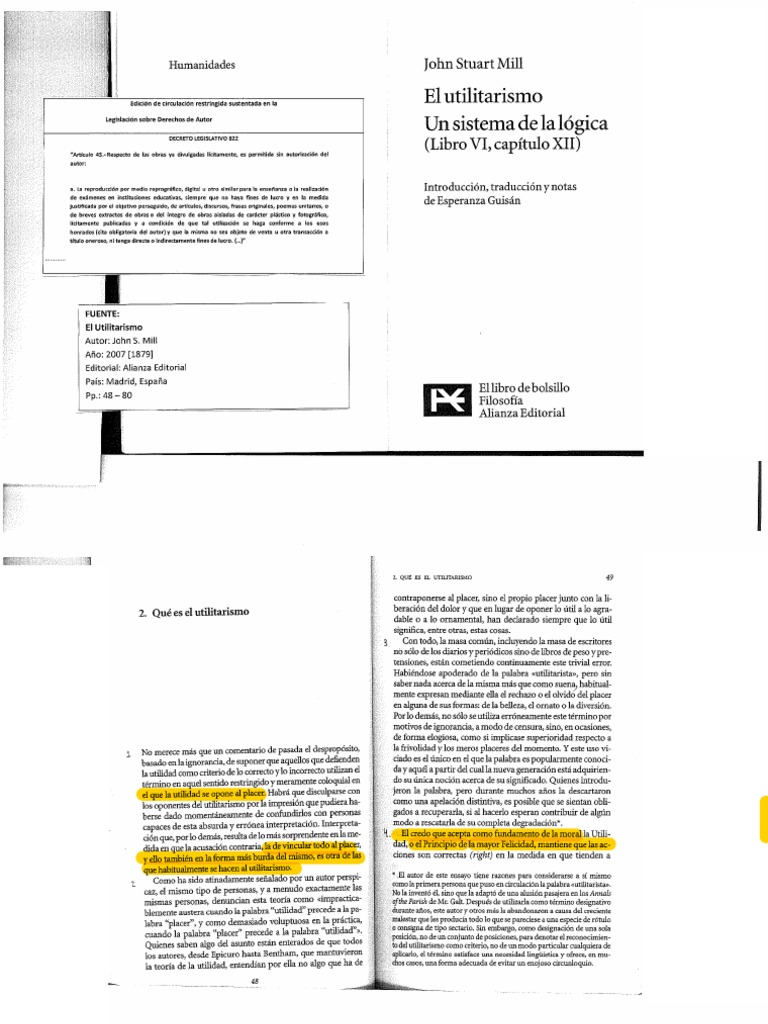 Mill - Utilitarismo Cap 2 Definicion y 5 Defensas | PDF | Relaciones ...