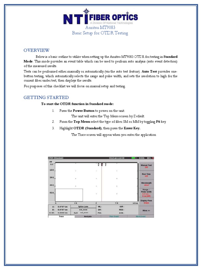 Anritsu MT9083 Basic Setup For OTDR Testing | PDF | Filename | Computer ...