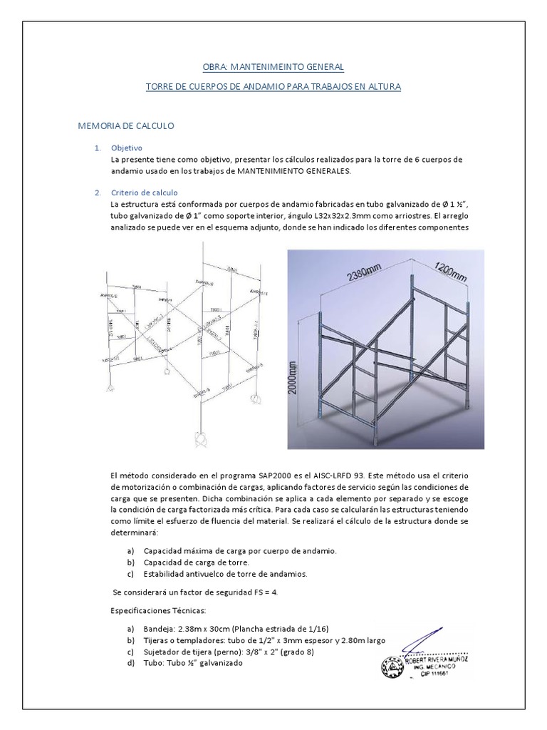 Desarrollo de Calculo Estructural de Andamios Rev.2 | PDF | Andamio ...