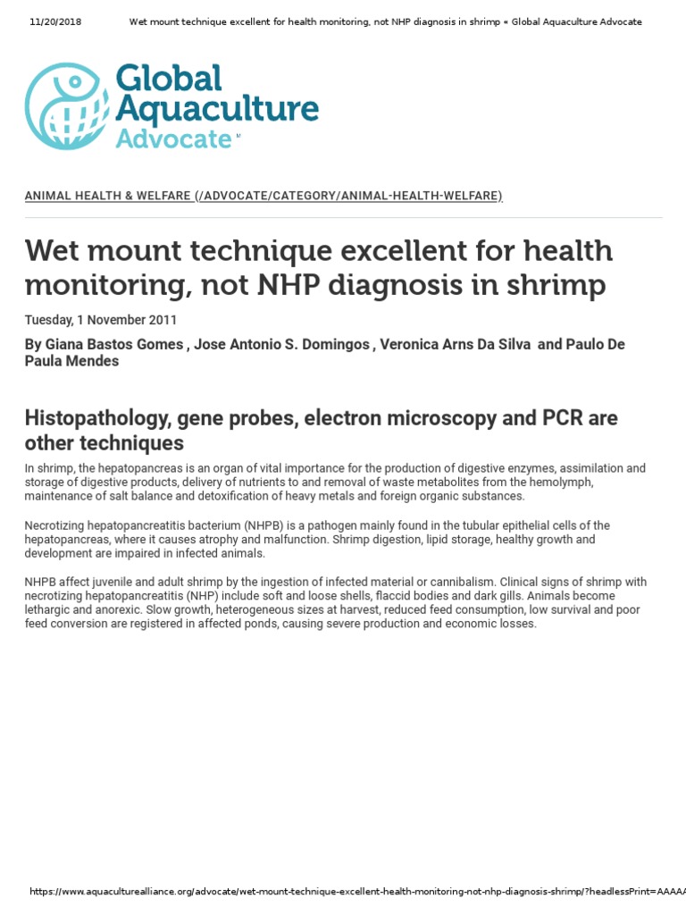 Wet Mount Technique Excellent Health Monitoring Not NHP Diagnosis ...
