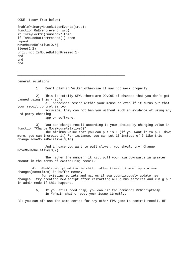 Basic No Recoil Script | PDF