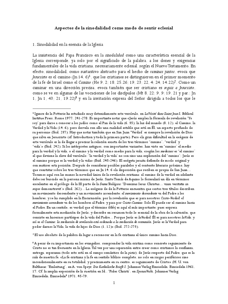 Aspectos de La Sinodalidad Como Modo de Sentir Eclesial | PDF | eucaristía | Iglesia Católica