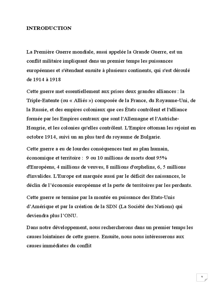 Causes de la Première Guerre mondiale | PDF | Première guerre mondiale ...