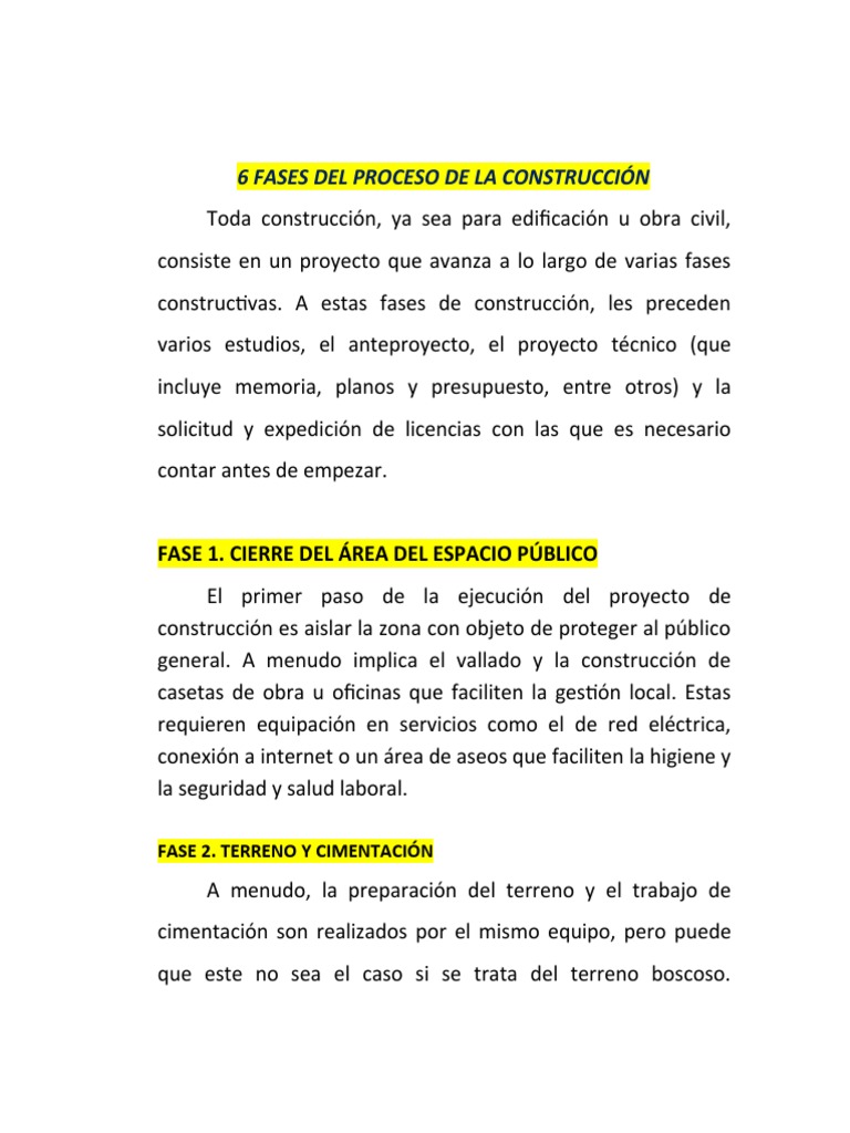 Etapas Del Proceso Constructivo | PDF | Fundación (Ingeniería) | Diseño