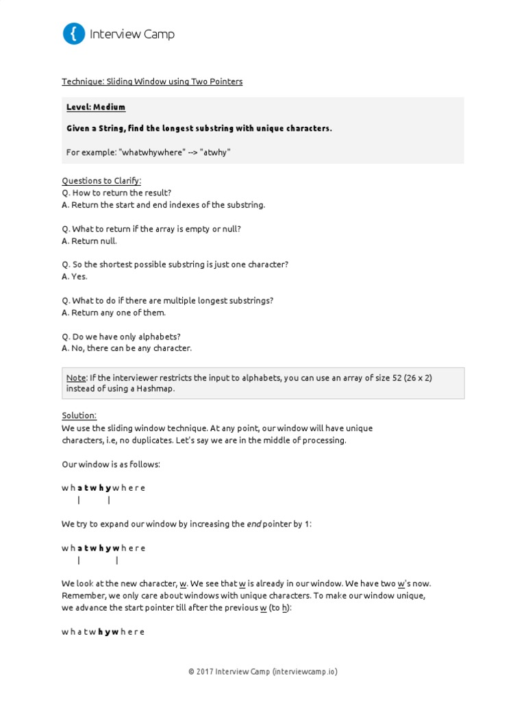 Interview Camp: Level: Medium Given A String, Find The Longest ...