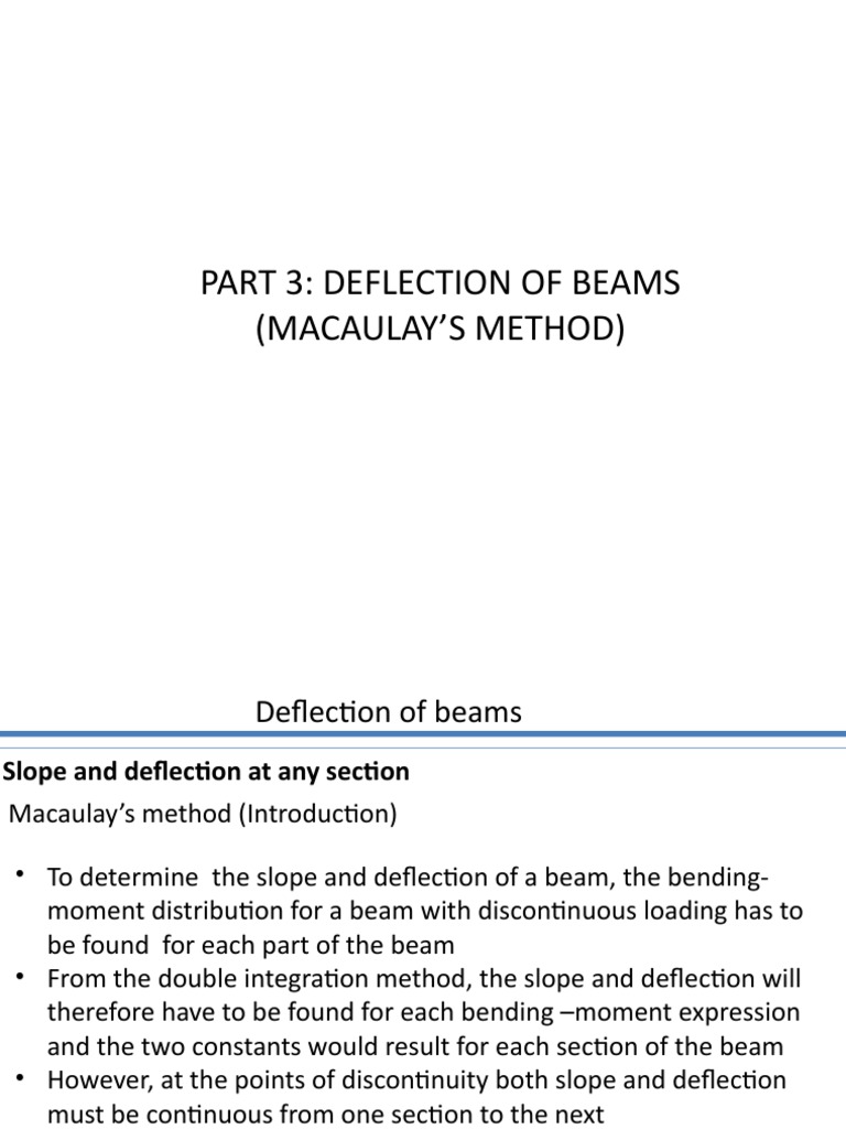 Deflection of Beams Part 3-Macaulay's Method | Download Free PDF | Beam ...
