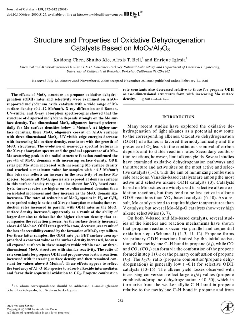 Chen 2001 | PDF | Chemical Reactions | Catalysis