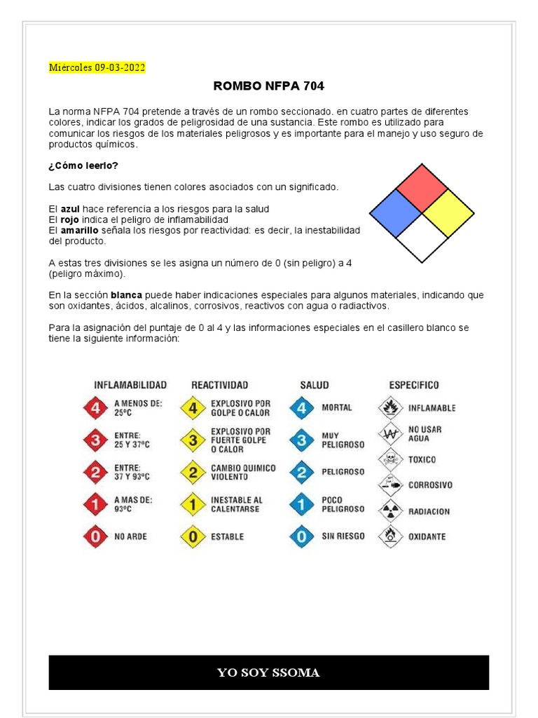 Explicación Del Rombo NFPA Charla de Seguridad | PDF | Ciencia y ...