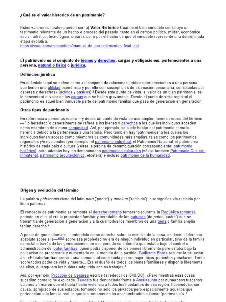 Qué Es El Valor Historico de Un Patrimonio | PDF | Bienes (Ley)