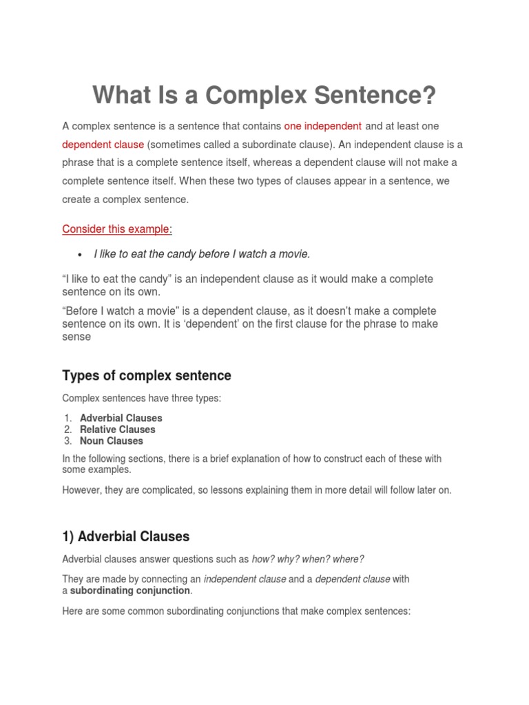 Microsoft Word - What Is A Complex Sentence | Download Free PDF ...