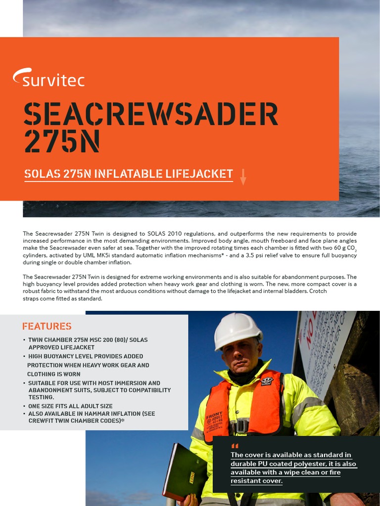 Seacrewsader 275N: Solas 275N Inflatable Lifejacket | PDF | Consumer ...