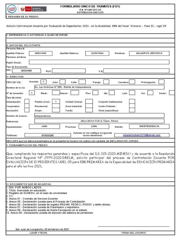 Fut Editable Ugel 05 | PDF