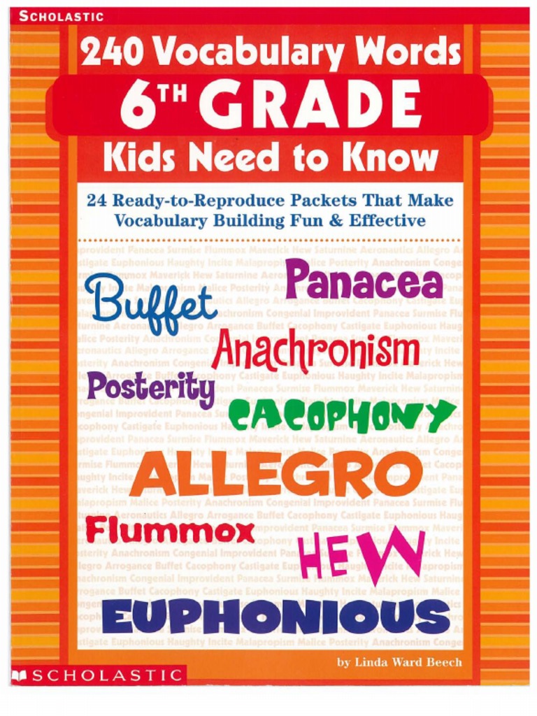 240 Vocabulary Words Kids Need To Know 6th Grade | PDF