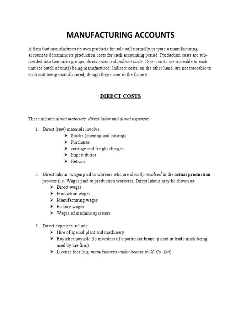 Manufacturing Account Preparation Guide | PDF | Cost Of Goods Sold ...