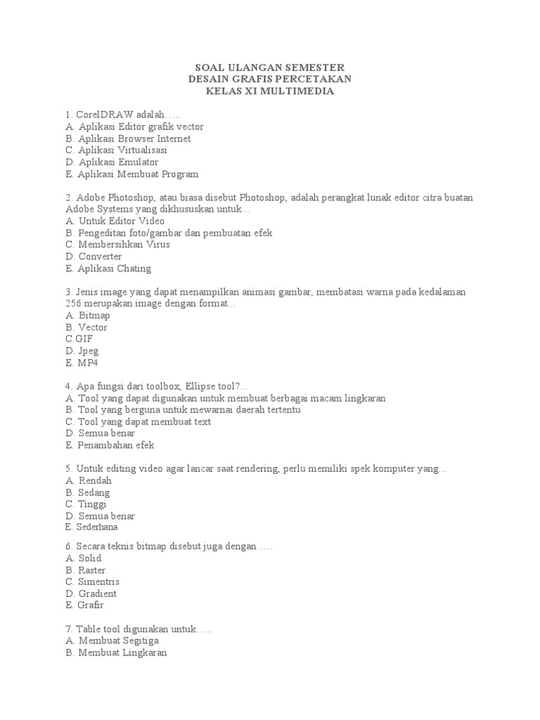 Soal Ulangan Semester DGP 2021 | PDF