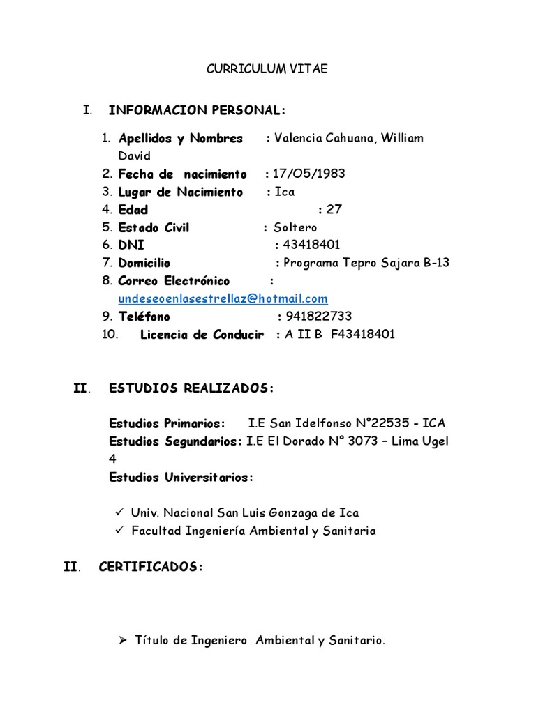 Curriculum William | PDF