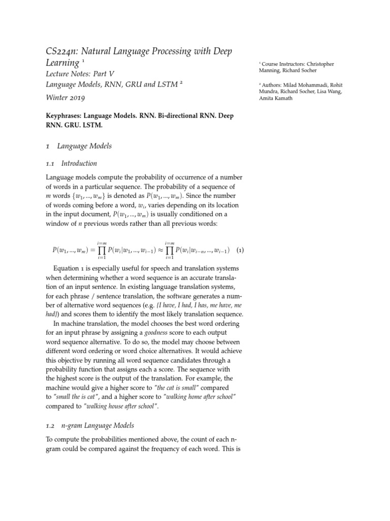 CS224n: Natural Language Processing With Deep Learning | PDF | Neuroscience | Algorithms