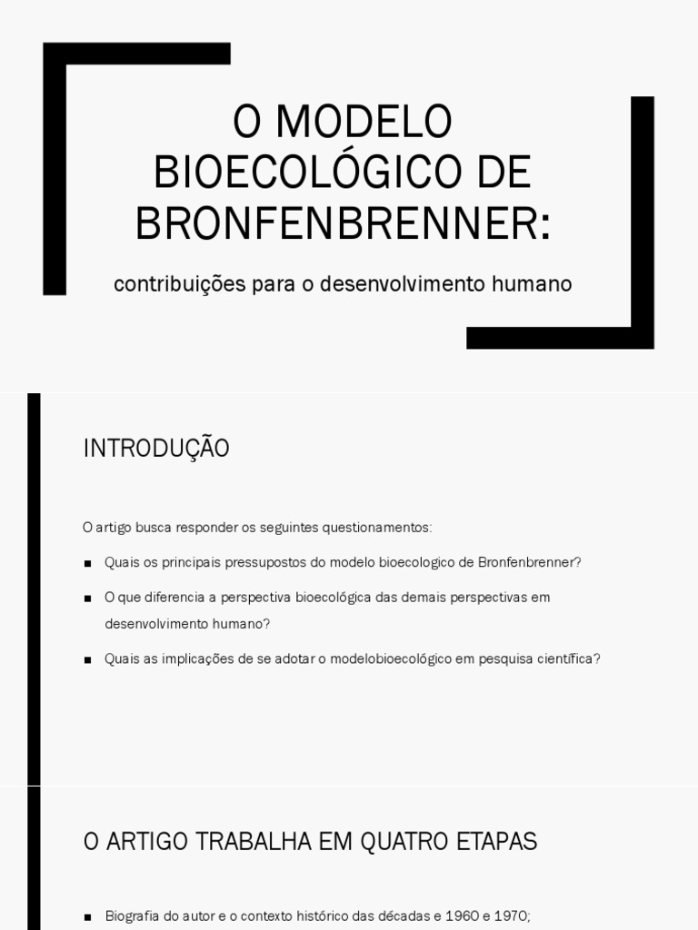 O Modelo Bioecológico de Bronfenbrenner - Slide | PDF | Ecologia | Tempo