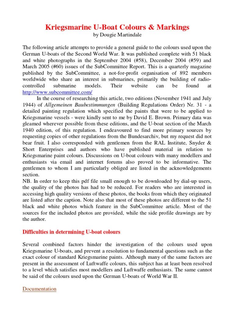 German U-Boat Colors & Markings | PDF | Color | U Boats