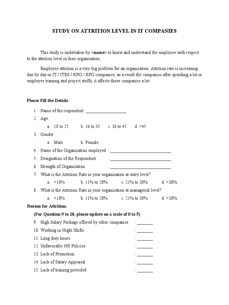 Attrition Level | PDF | Performance Appraisal | Employment