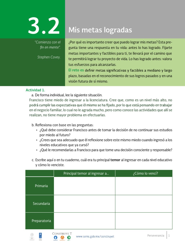Template - 3.2 E Mis Metas Logradas PARA SEXTO SEMESTRE | PDF