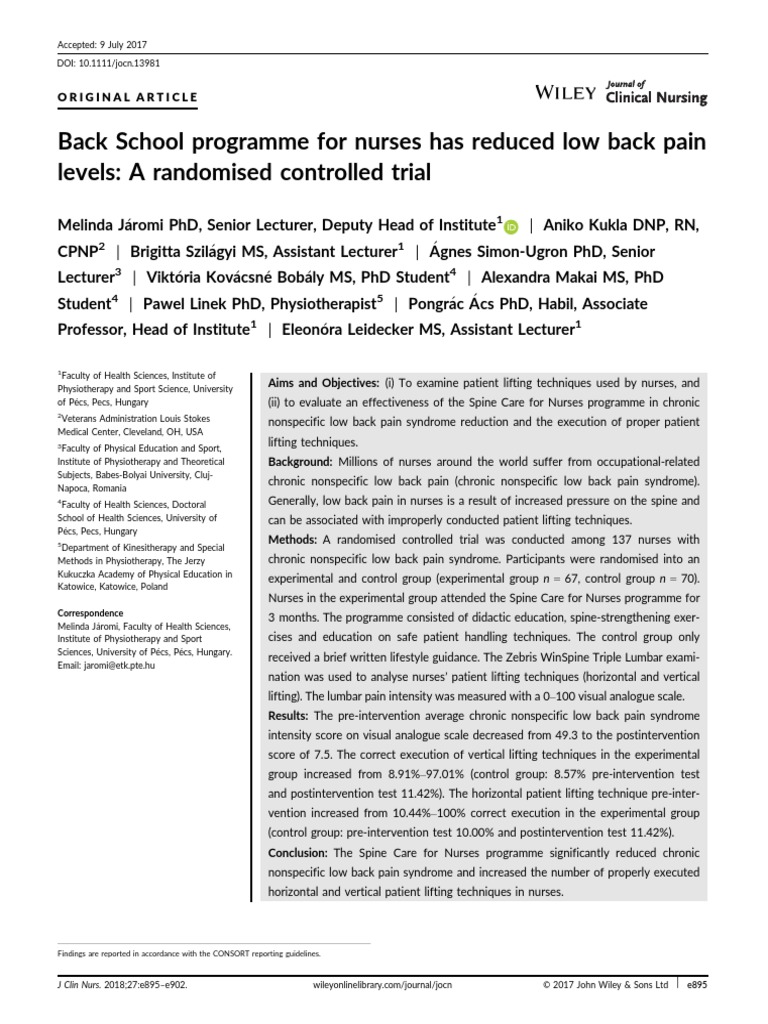 Back School Programme | PDF | Low Back Pain | Physical Therapy