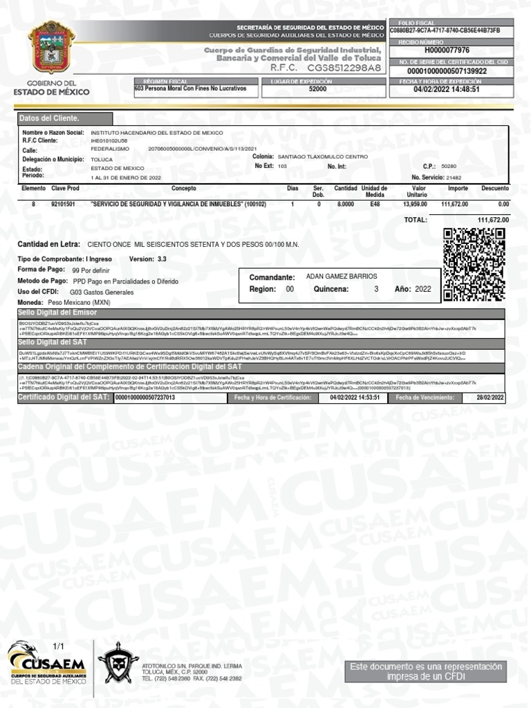 Datos Del Cliente.: Ciento Once Mil Seiscientos Setenta Y Dos Pesos 00/ ...