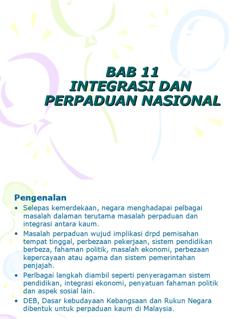 Bab 11 Integrasi Dan Perpaduan Nasional | PDF