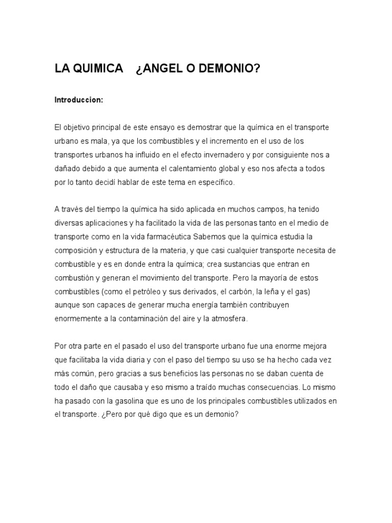 La Quimica ¿Angel o Demonio | PDF | Contaminación | Gases de efecto ...