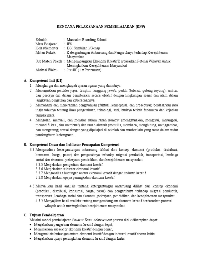 RPP Ekonomi Kreatif | PDF