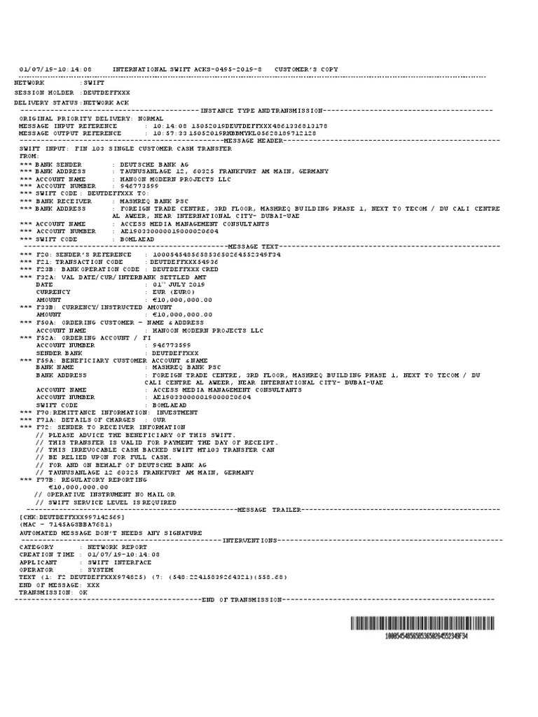 10m Swift | PDF | Banking | Financial Technology