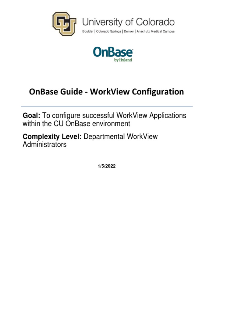 Onbase Guide - Workview Configuration: Goal: To Configure Successful Workview Applications | PDF ...