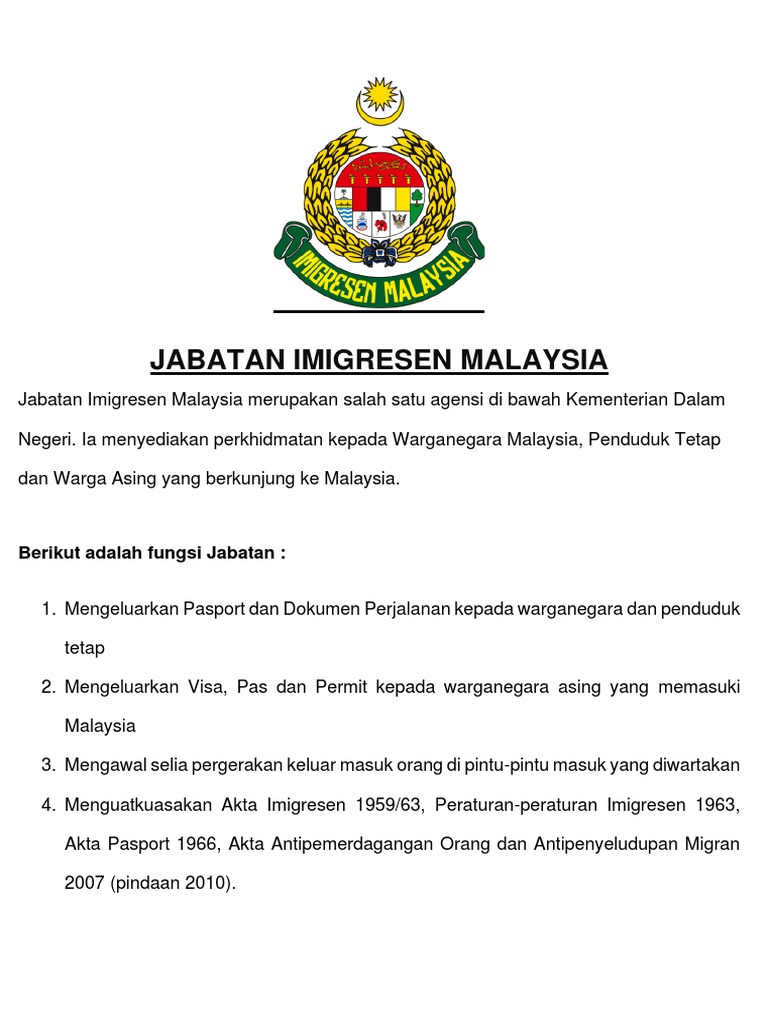 Jabatan Imigresen Malaysia | PDF