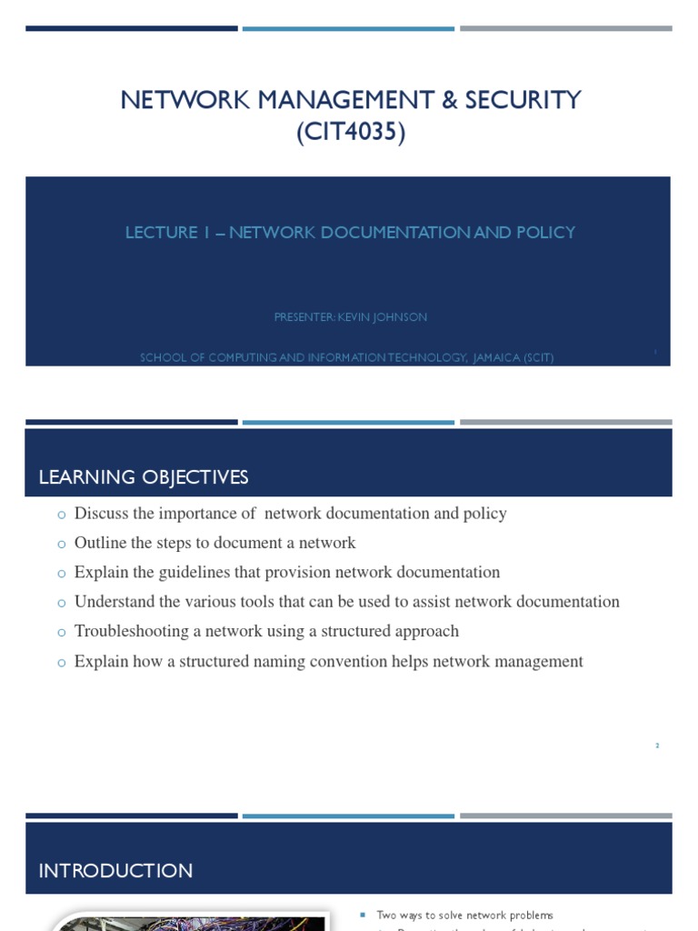 Lecture 1 - Network Documentation and Policy | PDF | Computer Network ...