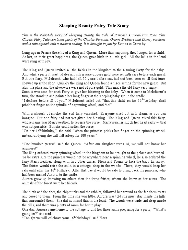 Sleeping Beauty Fairy Tale Story | PDF | Sleeping Beauty