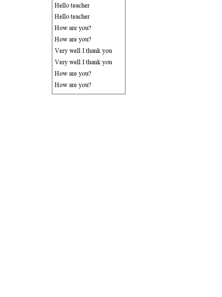 Hello Teacher Song | PDF