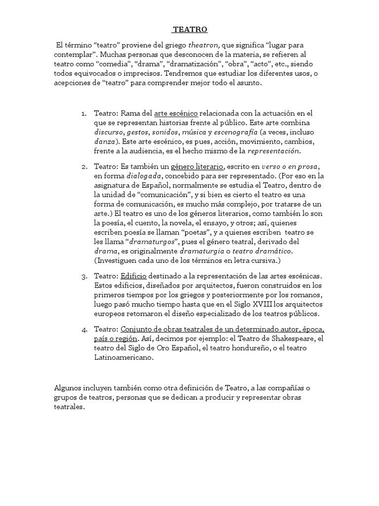 El Teatro y Sus Acepciones | PDF El Teatro y Sus Acepciones | PDF