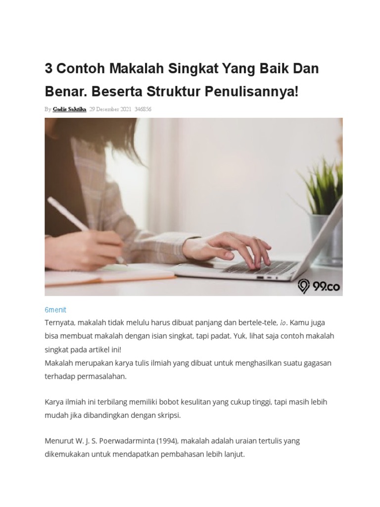 3 Contoh Makalah Singkat Yang Baik Dan Benar. Beserta Struktur ...