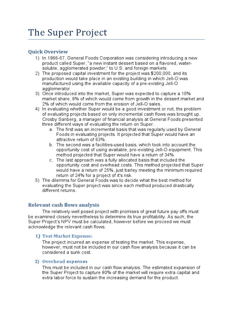 The Super Project: Quick Overview | PDF | Net Present Value | Internal ...