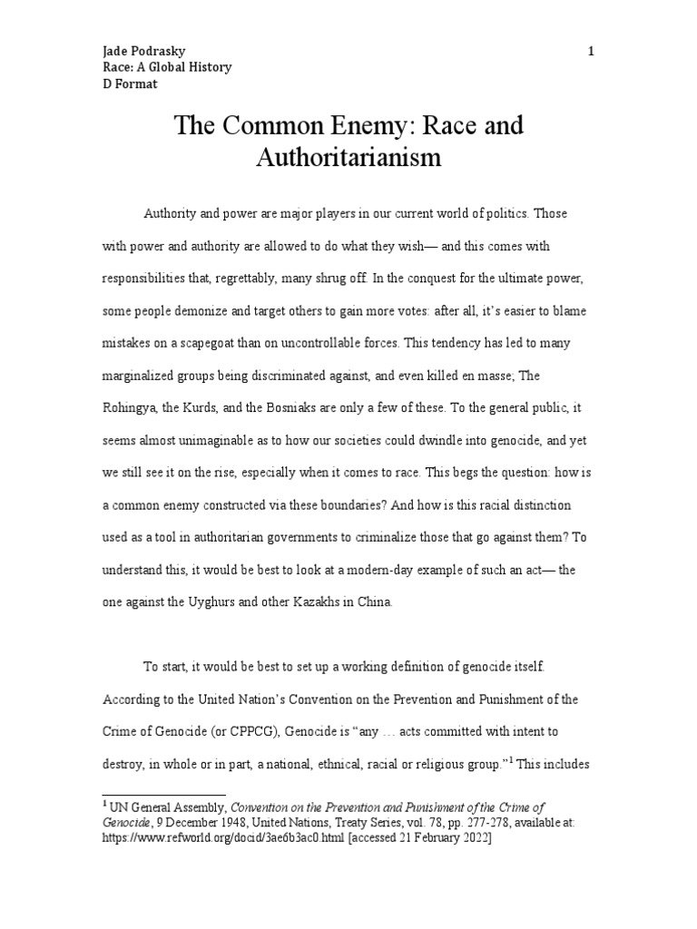The Common Enemy: Race and Authoritarianism | PDF | Genocides | Human ...