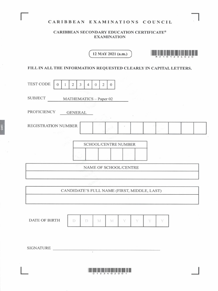 Csec - Maths - p2 - July - 2021 Answers | PDF