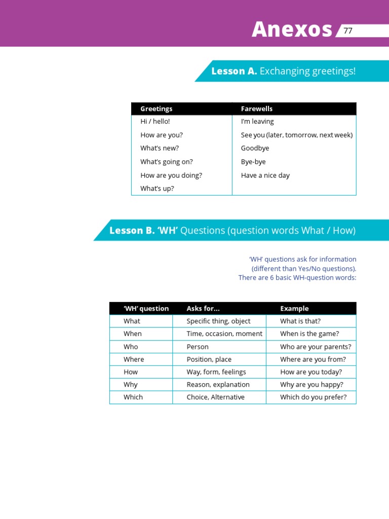 Anexos: Lesson A. Exchanging Greetings! | PDF | English Language | Verb