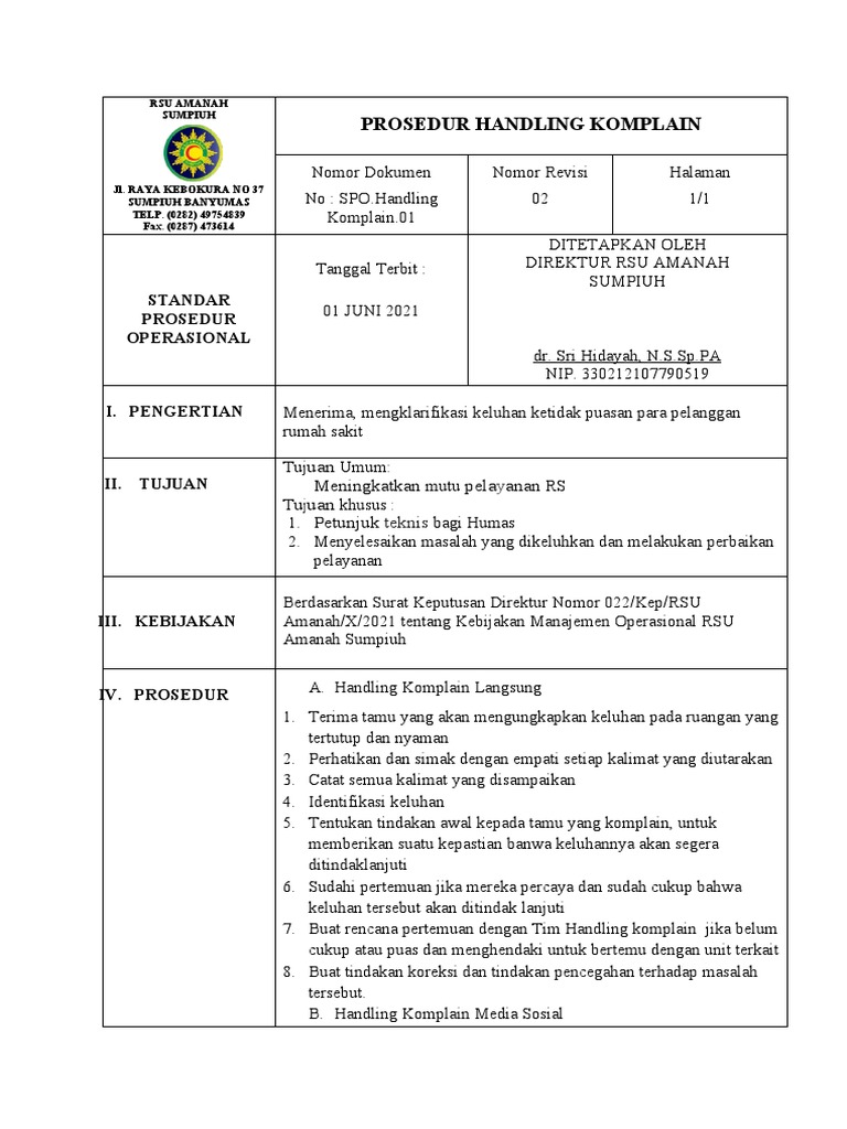 Spo Handling Komplain | PDF