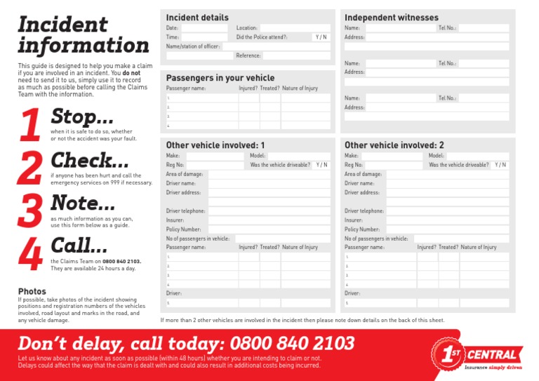 1st Central Claim Form | PDF | Vehicles | Transport